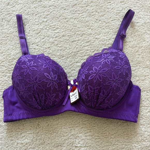 Lacy | Intimates & Sleepwear | Lacy Purple Lace Overlay Lightly Lined ...